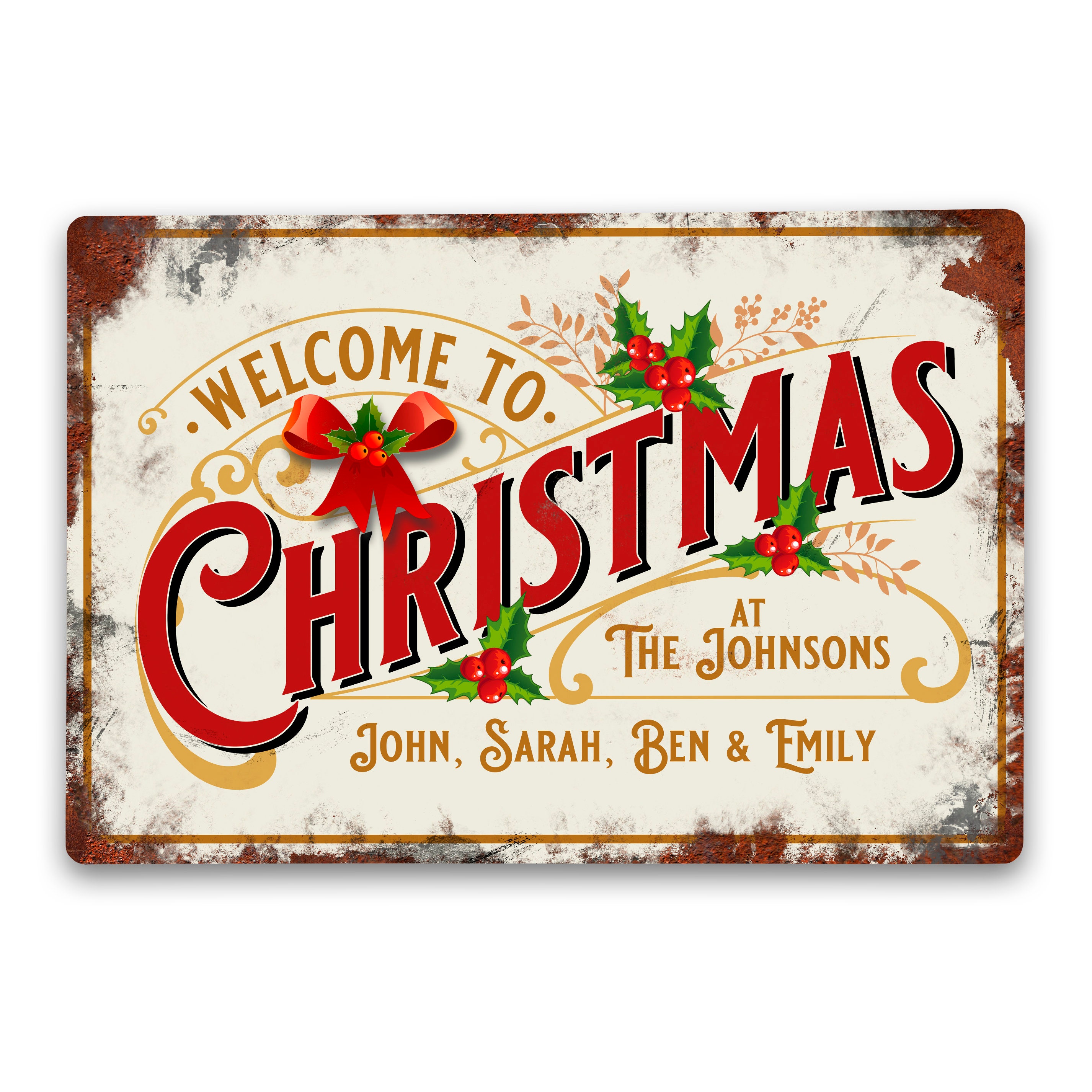 Personalised Christmas Sign Metal Wall Door Decor Traditional - Etsy