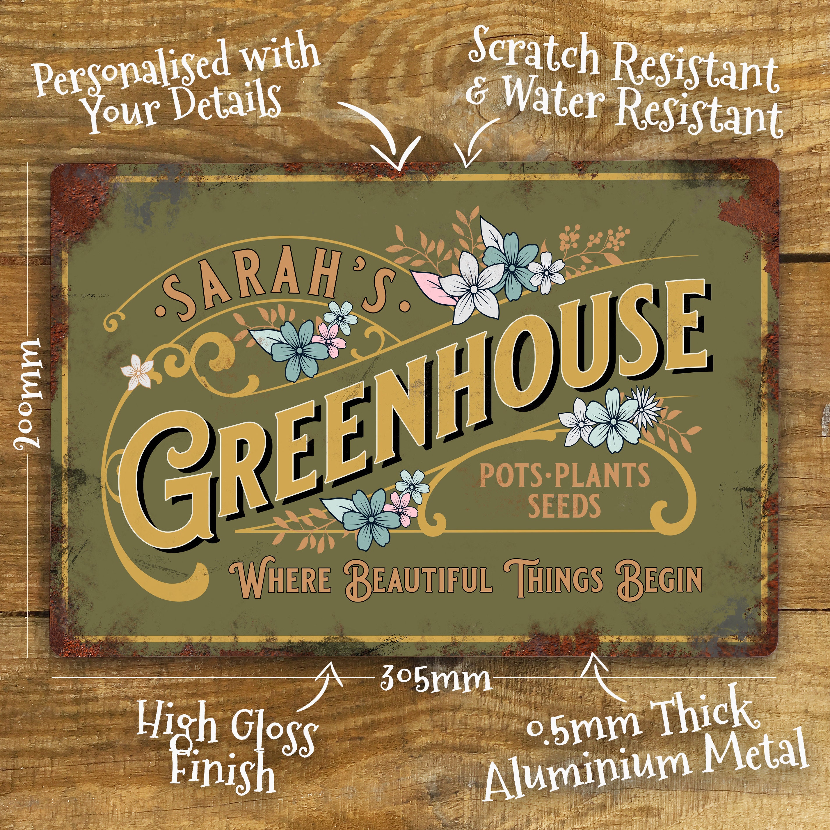 Personalised Greenhouse Sign Metal Garden Wall Door Decor | Etsy UK