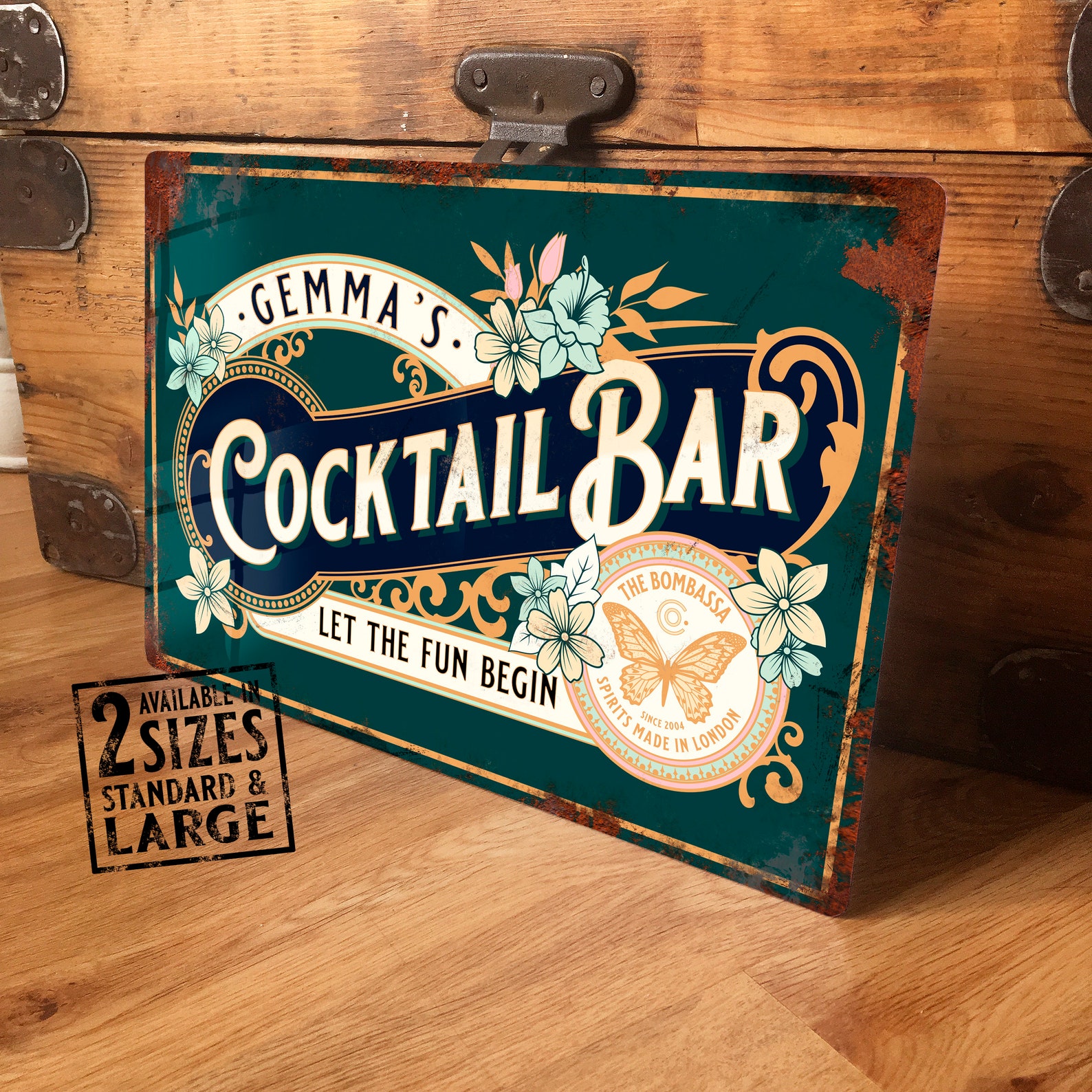 Personalised Cocktail Bar Sign Metal Wall Door Accessory, Vintage Retro ...