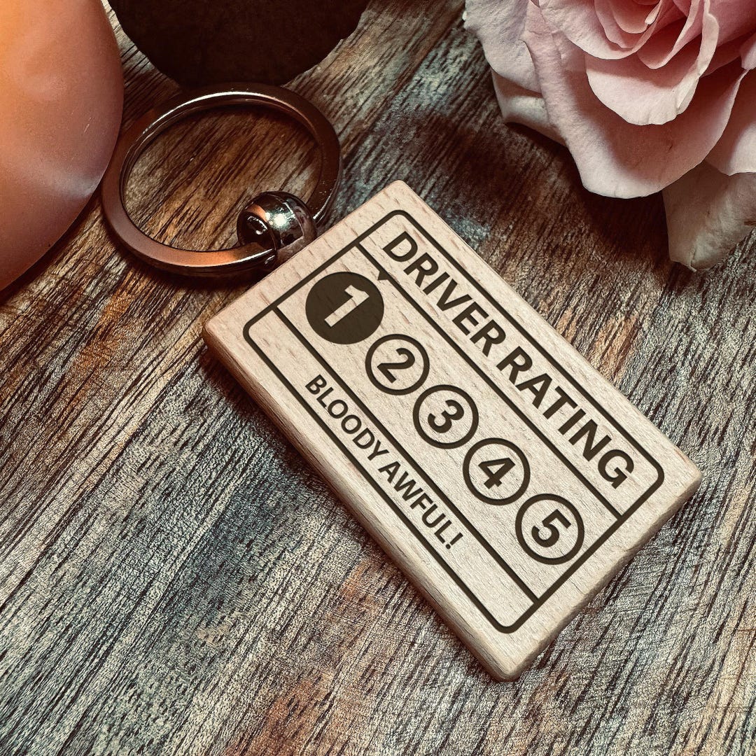 Bad Driver Keyring, Learner Driver Key Fob, Labelled Keyrings, Wooden ...