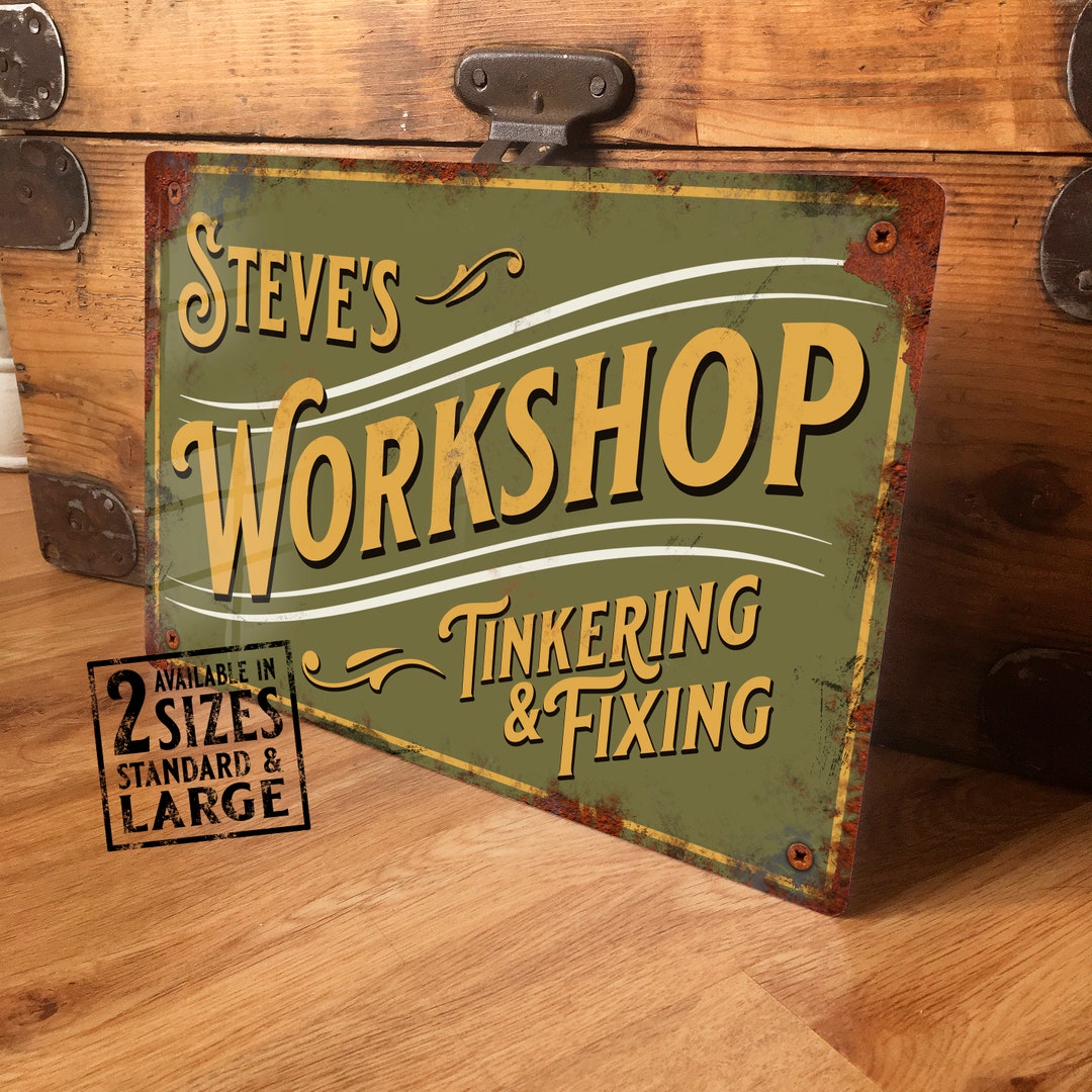 Personalised Workshop Sign Metal Wall Door Decor Accessory, Garage ...