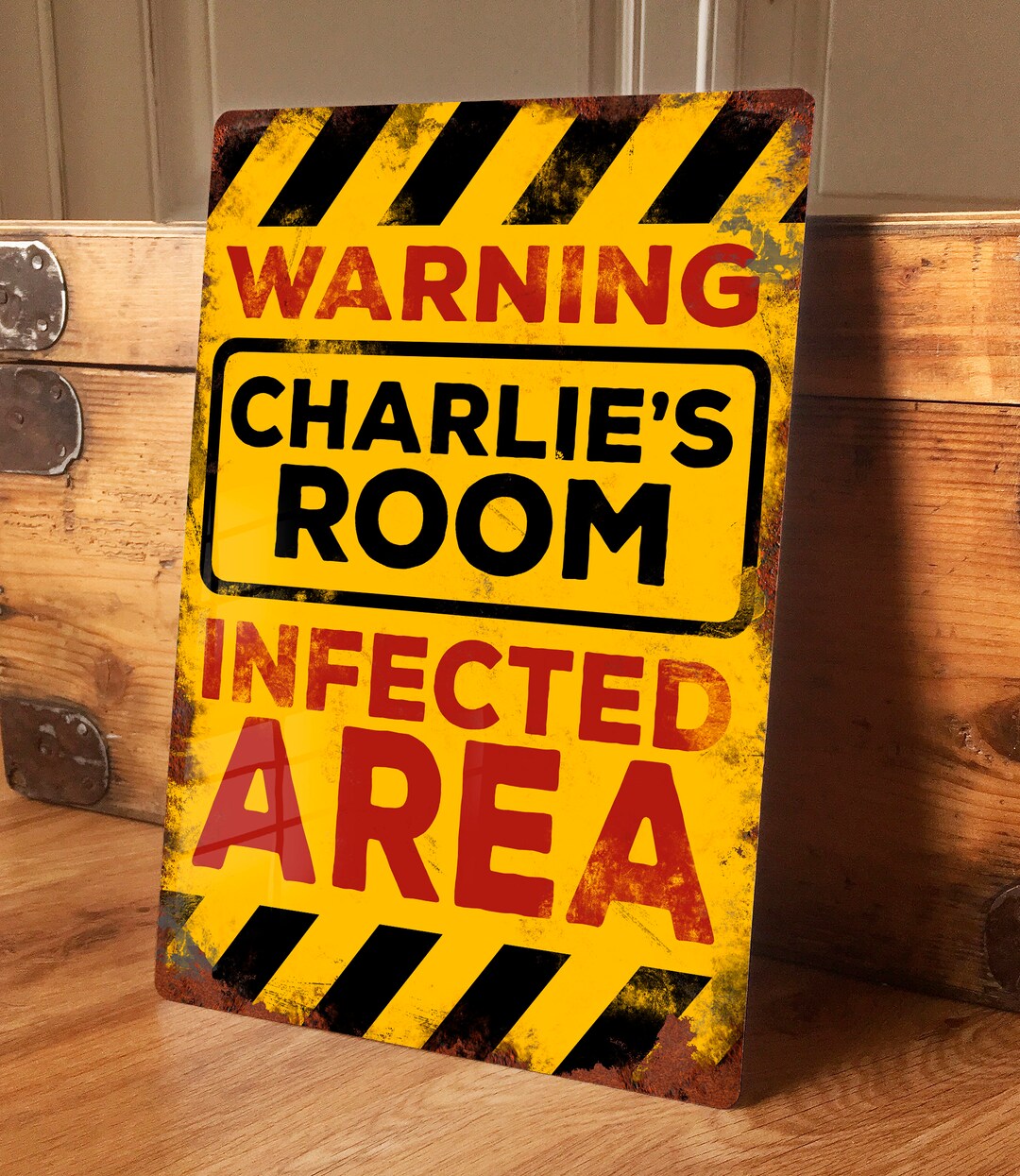 Personalised Warning Sign Metal Bedroom Caution Funny Wall Door Decor ...