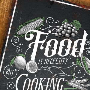 Kitchen Sign Metal Wall Door Signage Cooking is Art Chef Galley Room ...