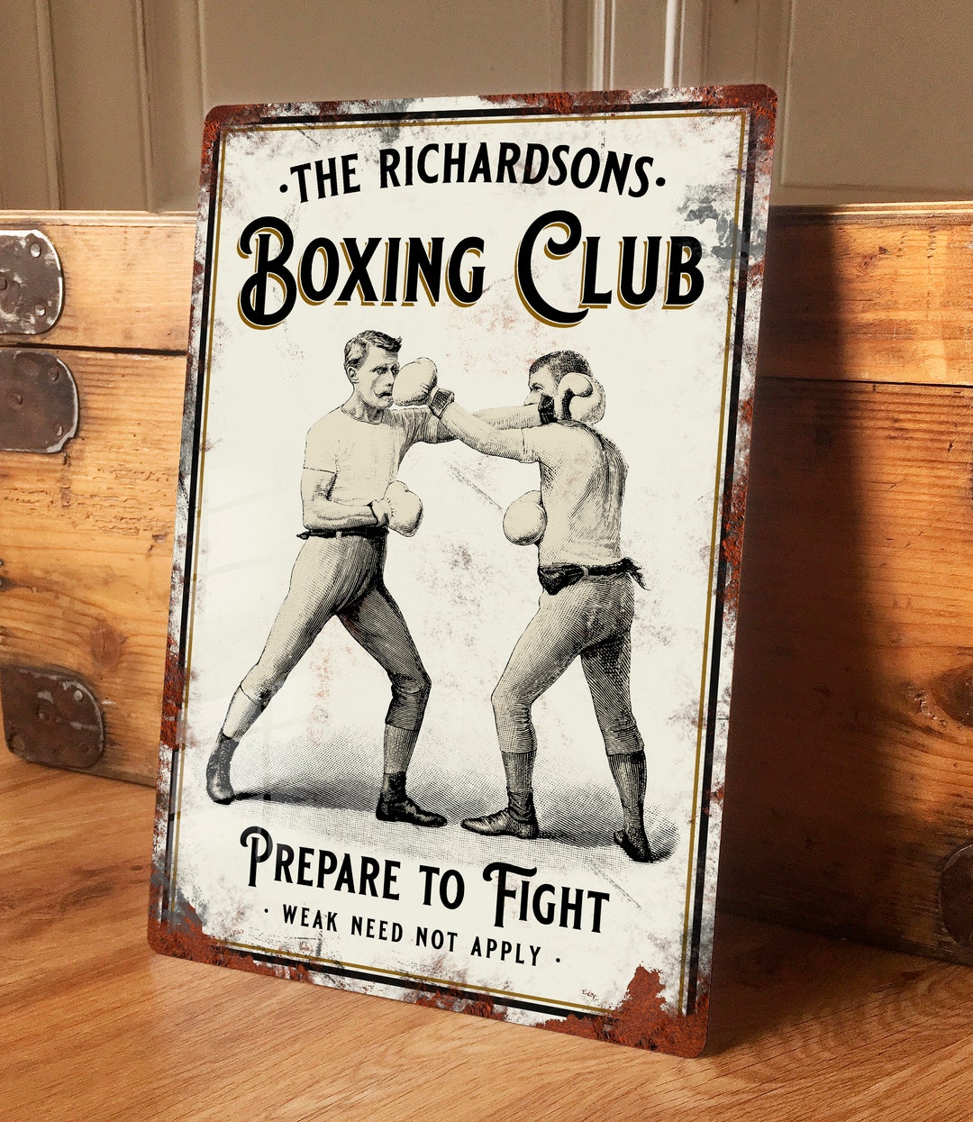 Personalised Vintage Boxing Club Sign Custom Metal Wall Door Decor ...