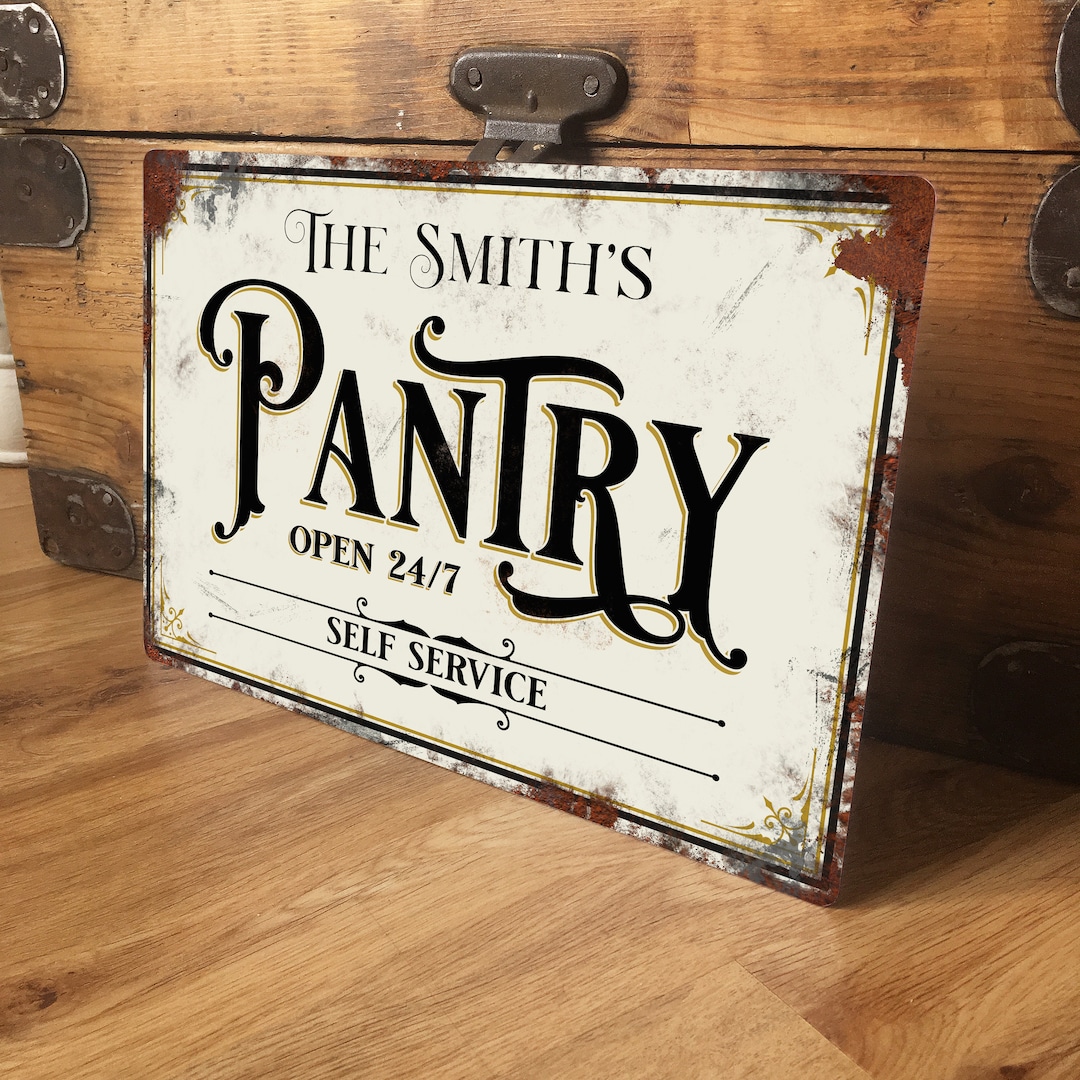 Personalised Pantry Sign Metal Wall Door Signage - Larder Vintage Retro ...
