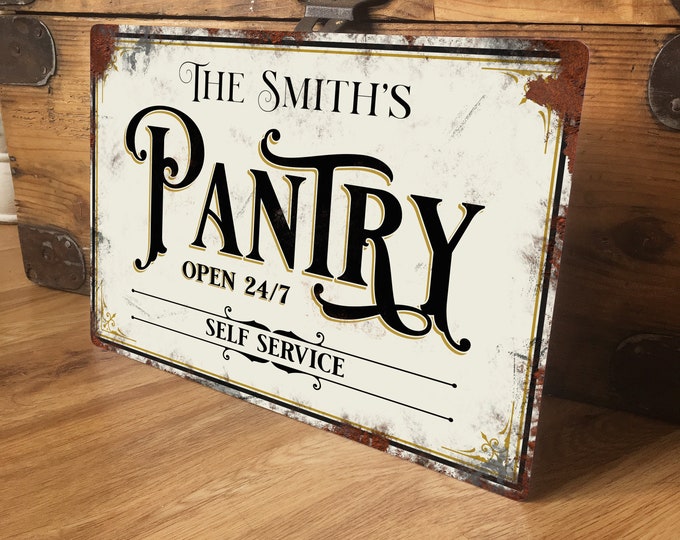 Personalised Pantry Sign Metal Wall Door Signage - Larder Vintage Retro ...