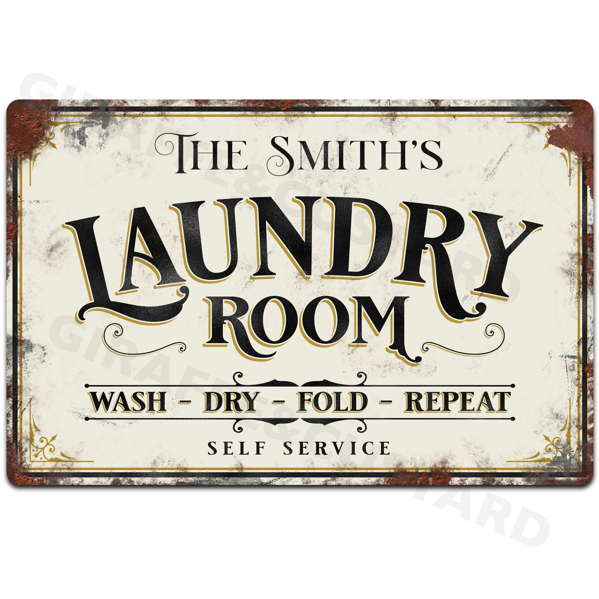 Personalised Washing Laundry Room Sign Metal Wall Door Signage ...