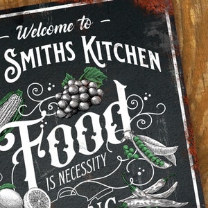 Personalised Kitchen Sign Metal Wall Door Signage Cooking is Art Chef ...