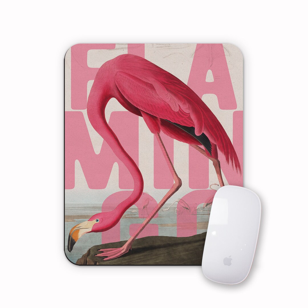 Flamingo Mouse Mat Office Mouse Pad Tropical Bird Vintage Retro Style ...