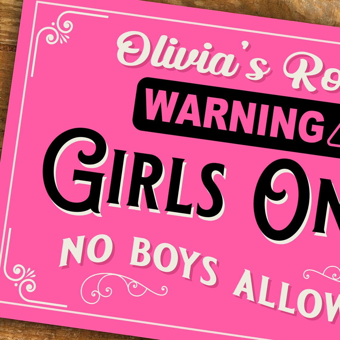 Personalised Girls Only Bedroom Pink Metal Sign Bed Room Door Daughter ...