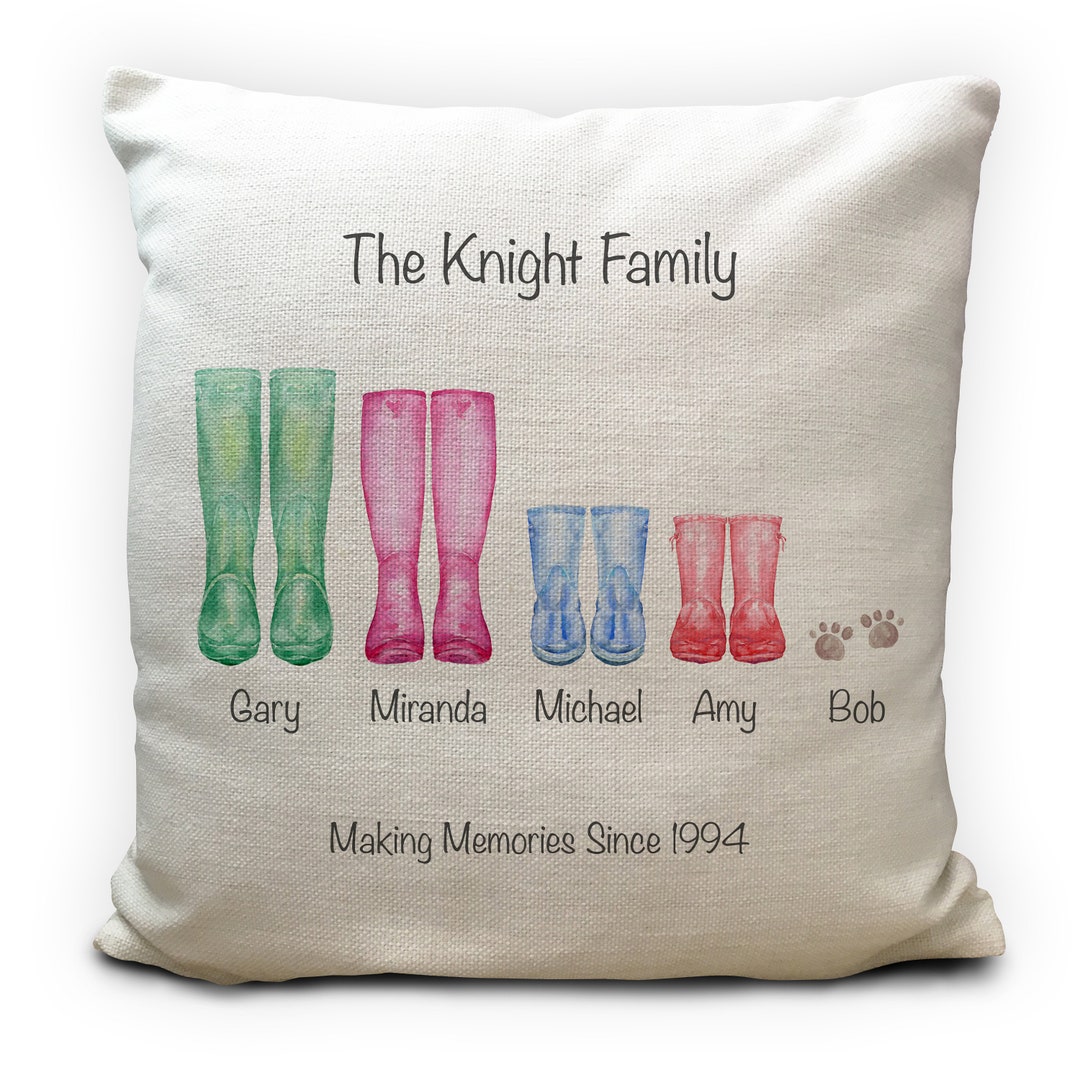 Personalised Family Wellington Boot Cushion Cover Wellies, Welly ...