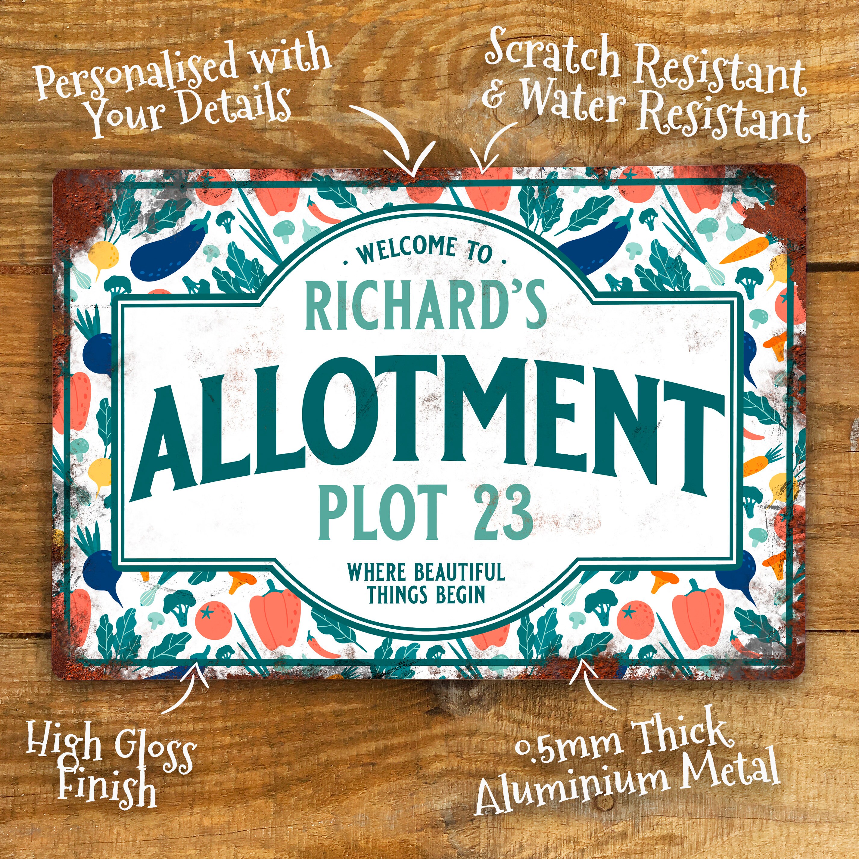 Personalised Allotment Sign Plot Number Metal Garden Vegetable Patch ...