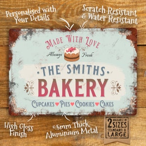 Personalised Kitchen Bakery Sign Metal Wall Door Signage - Family ...