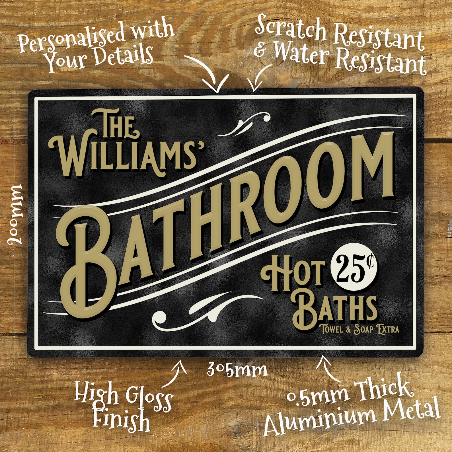 Personalised Bathroom Sign Metal Wall Door Plaque Accessory | Etsy