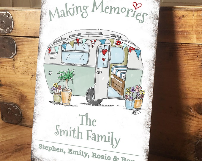 Personalised Caravan Camping Metal Sign Wedding Gift Making Memories ...
