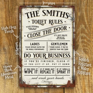 Personalised Toilet WC Sign Metal Wall Door Signage, Washroom Toilet ...