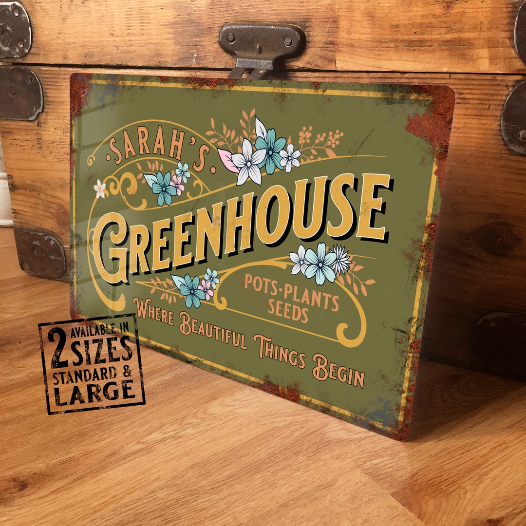 Personalised Greenhouse Sign Metal Garden Wall Door Decor Accessory ...