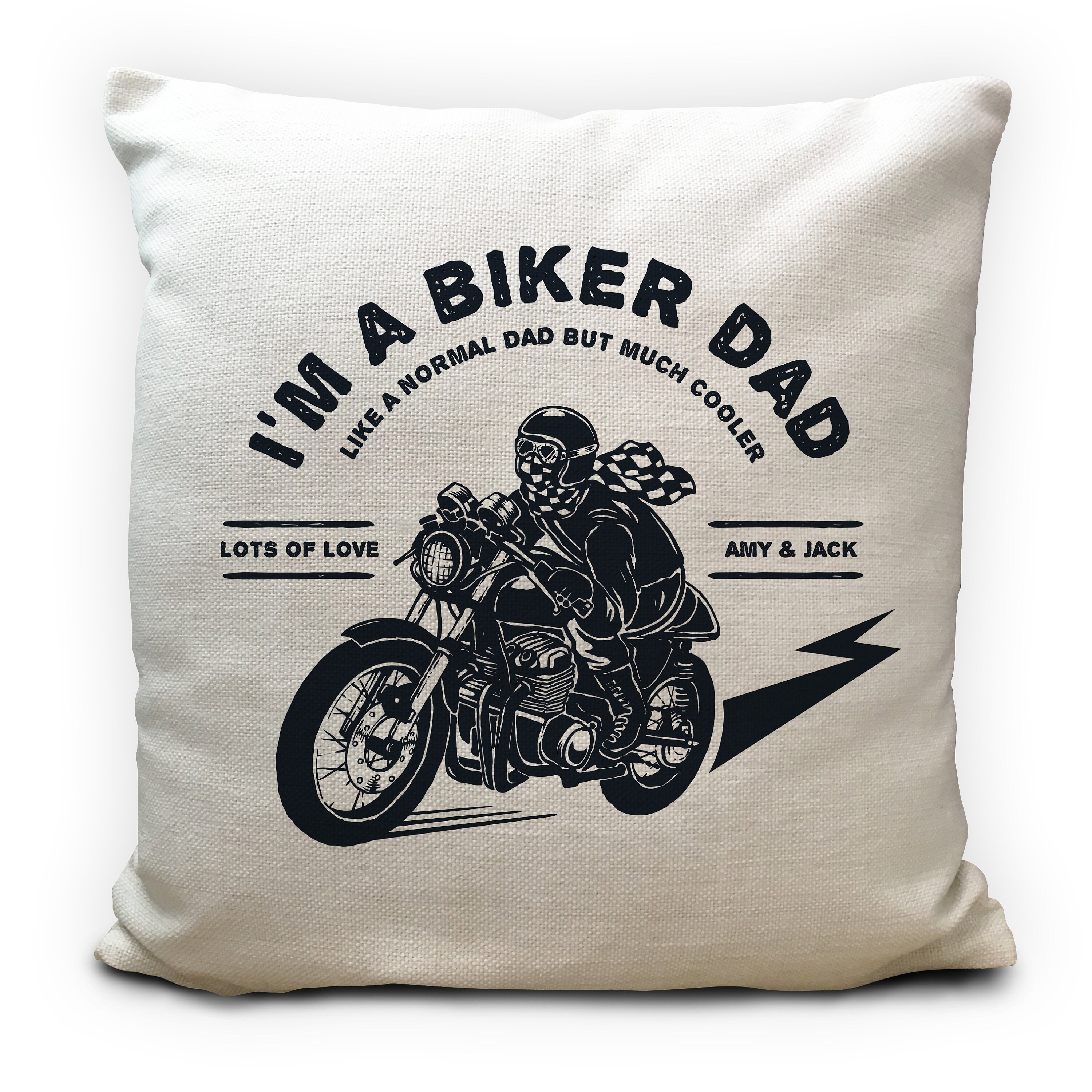 Personalised Biker Dad Motorcycle Cushion Cover - Fathers Day Gift for ...