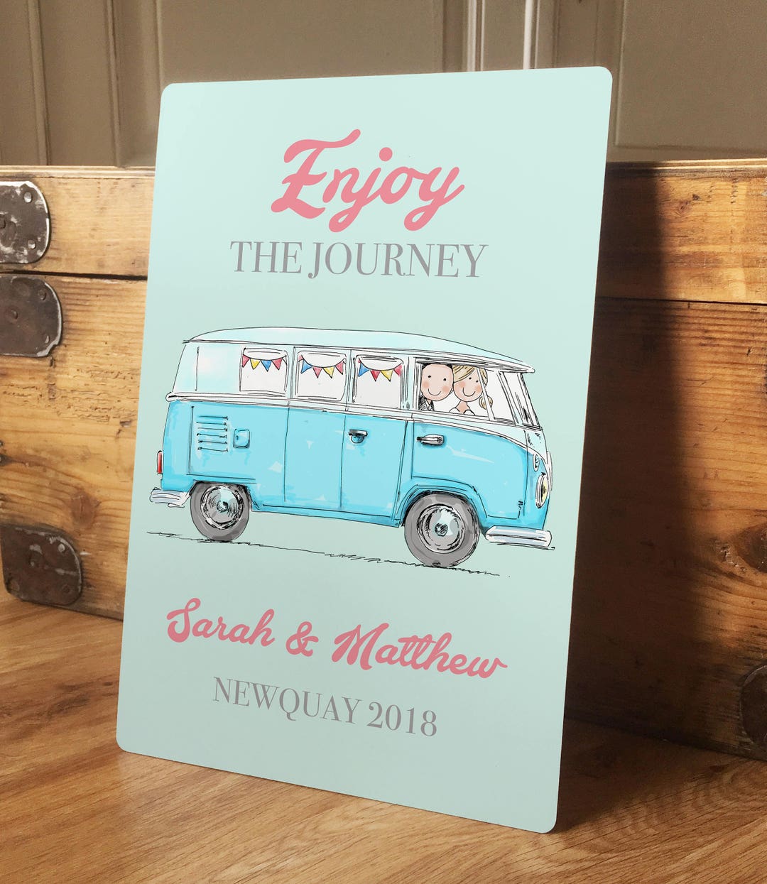 Personalised Camper Van Metal Wedding Sign, Engagement Gift, Vintage ...