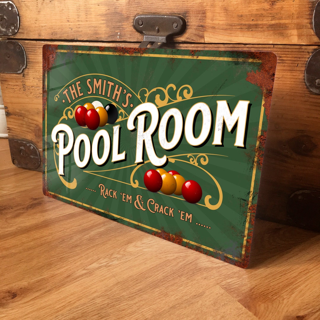 Personalised Pool Room Metal Sign Games Room Wall Door Decor Accessory ...