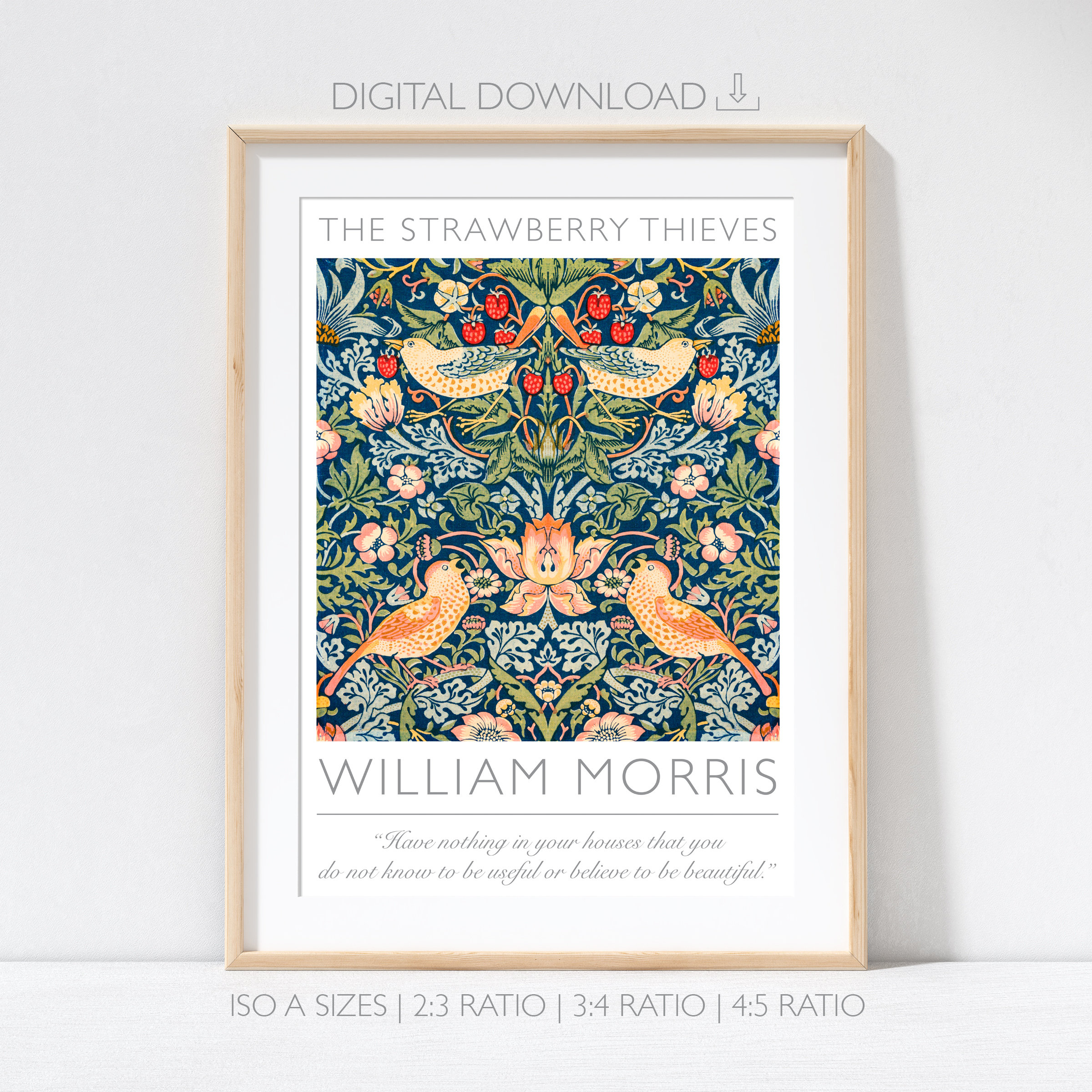 William Morris the Strawberry Thieves Printable Art - Printable Poster ...