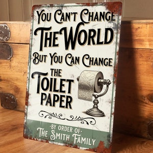 Personalised Toilet WC Sign Metal Wall Door Signage, Washroom Change ...