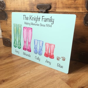 Personalised Family Wellington Boot Metal Sign - Wellies, Welly, Wellie ...