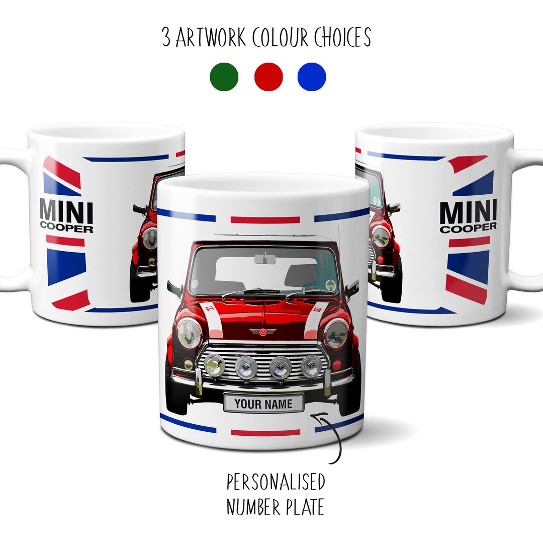 Regalo personalizado mini cooper mug 3 opciones de color su matrícula ...