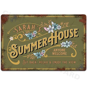 Personalised Summer House Sign Metal Garden Wall Door Decor Accessory ...