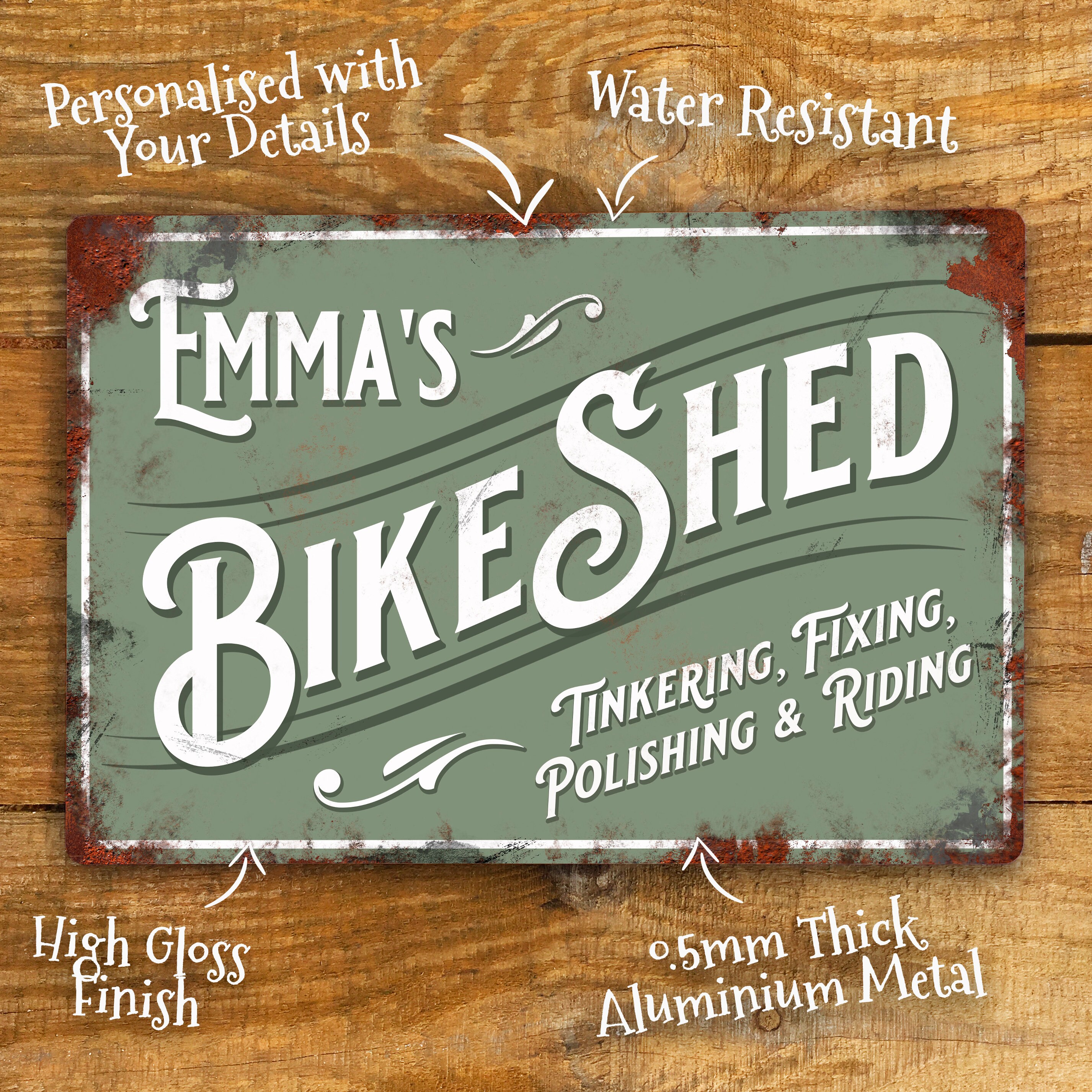 Personalised Bike Shed Sign Metal Wall Door Decor Bicycle Accessory ...