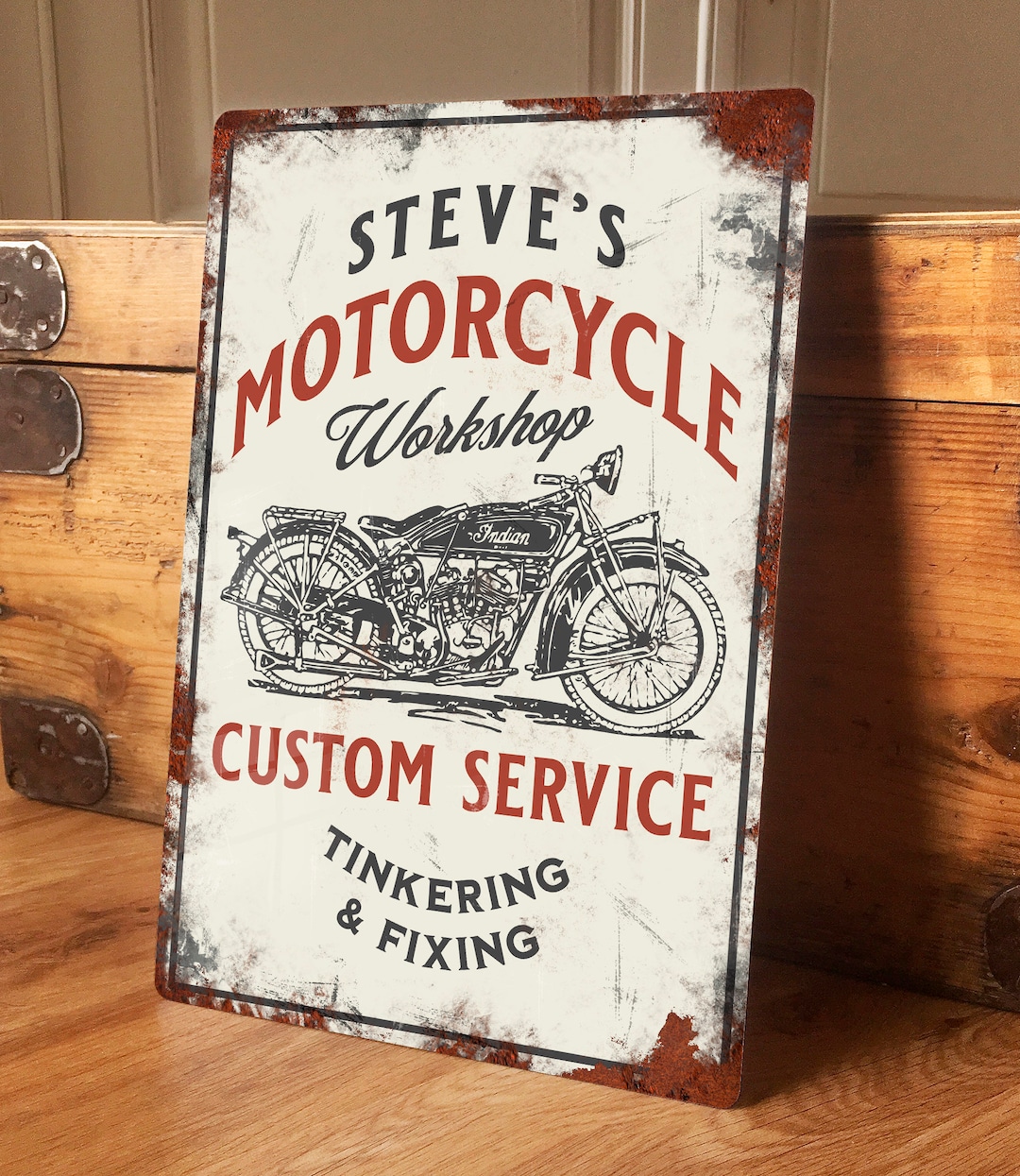 Personalised Motorbike Workshop Sign Metal Wall Door Decor Motor Cycle ...