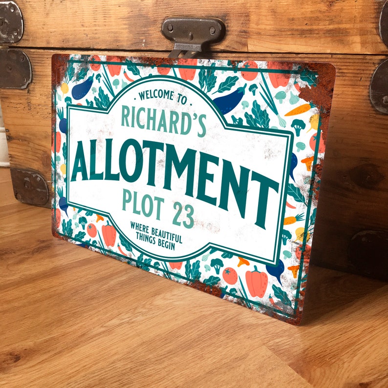 Personalised Allotment Sign Plot Number Metal Garden Vegetable Patch ...