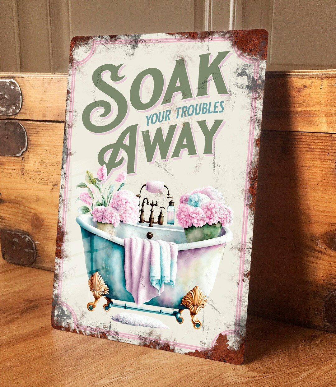 Metal Bathroom Sign Washroom Metal Wall Door Signage, Family Bath ...