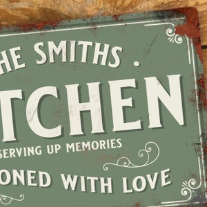 Personalised Metal Kitchen Sign Wall Door Signage Sage Green Galley ...