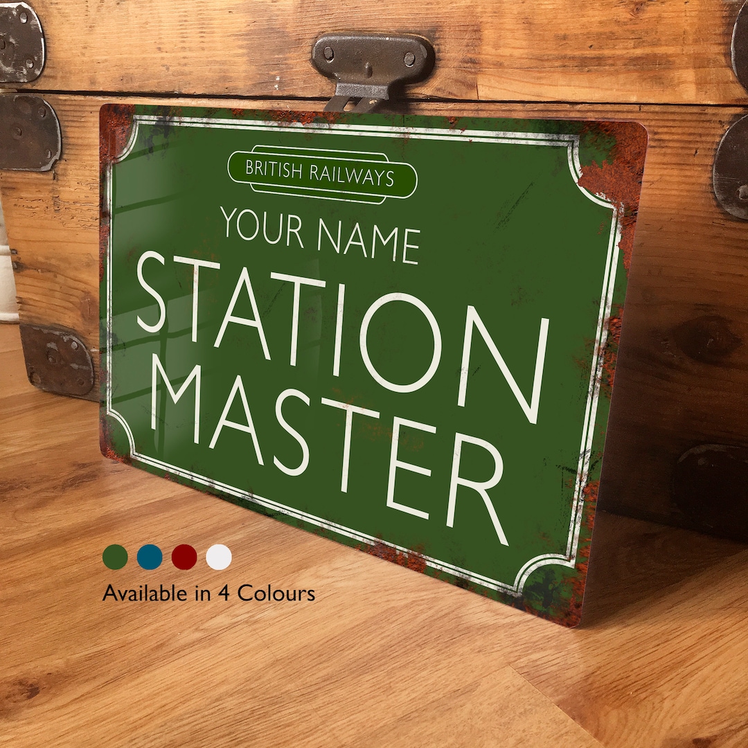 Personalised Station Master Train Railway Vintage Metal Sign New Home ...