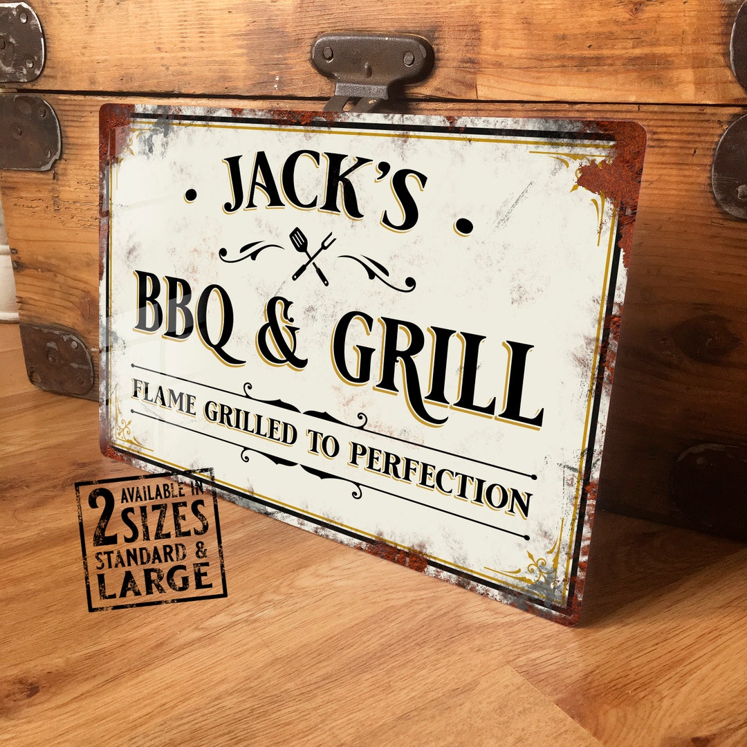 Personalised BBQ Sign Outside Metal Wall Door Signage - Barbecue Grill ...