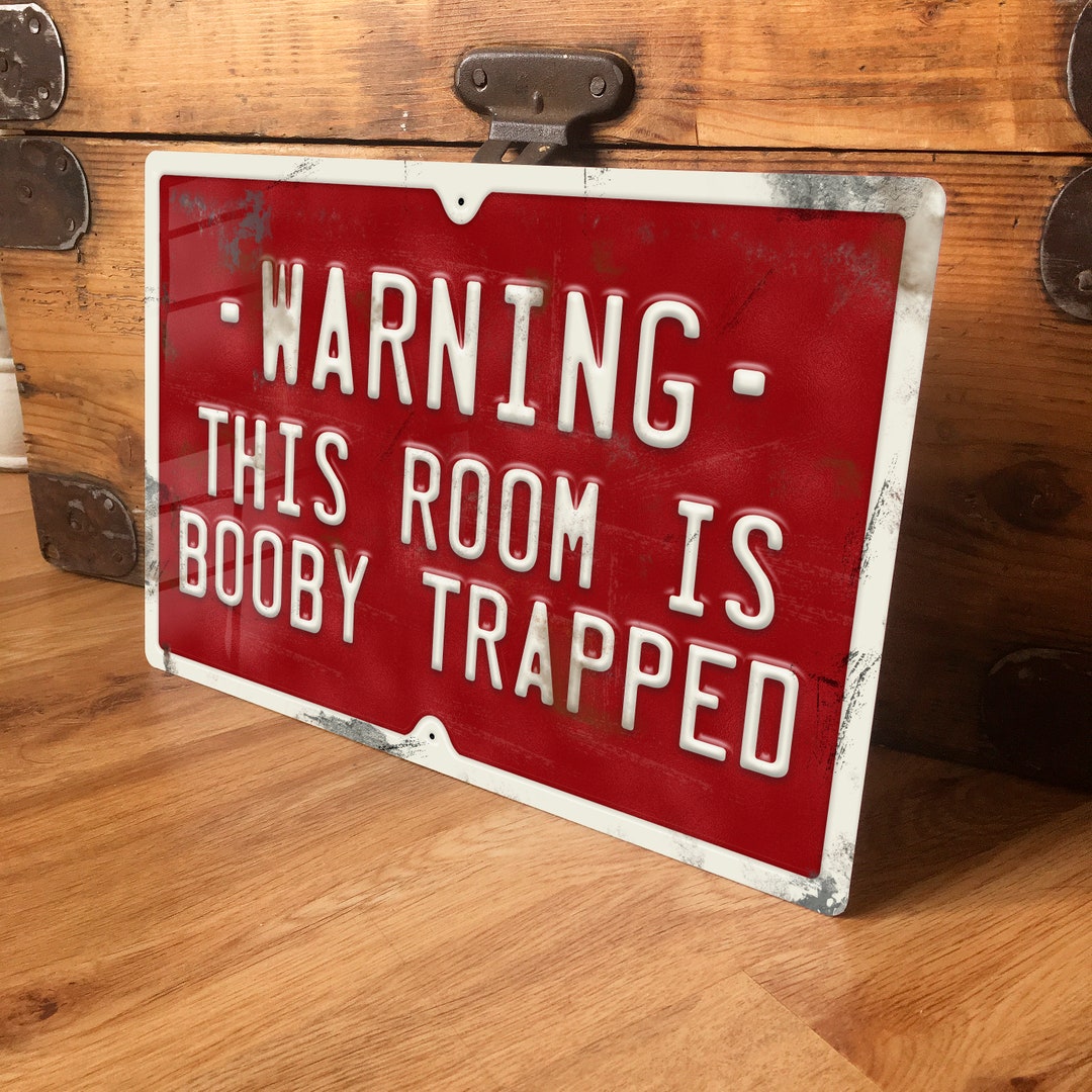Man Cave Metal Sign Booby Trap Bedroom Office Signage Novelty Funny ...