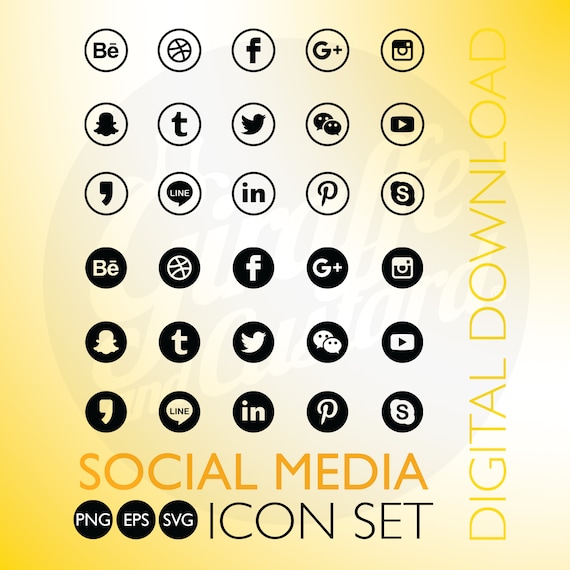 Social Media Network Icons SVG PNG EPS Vector Cut File Instant | Etsy