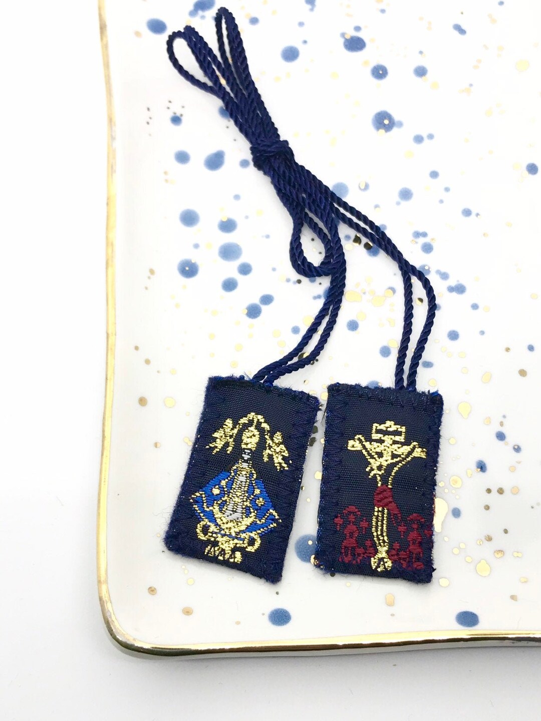 Dark Blue Virgin Mary and Jesus Scapular Escapulario Virgen - Etsy