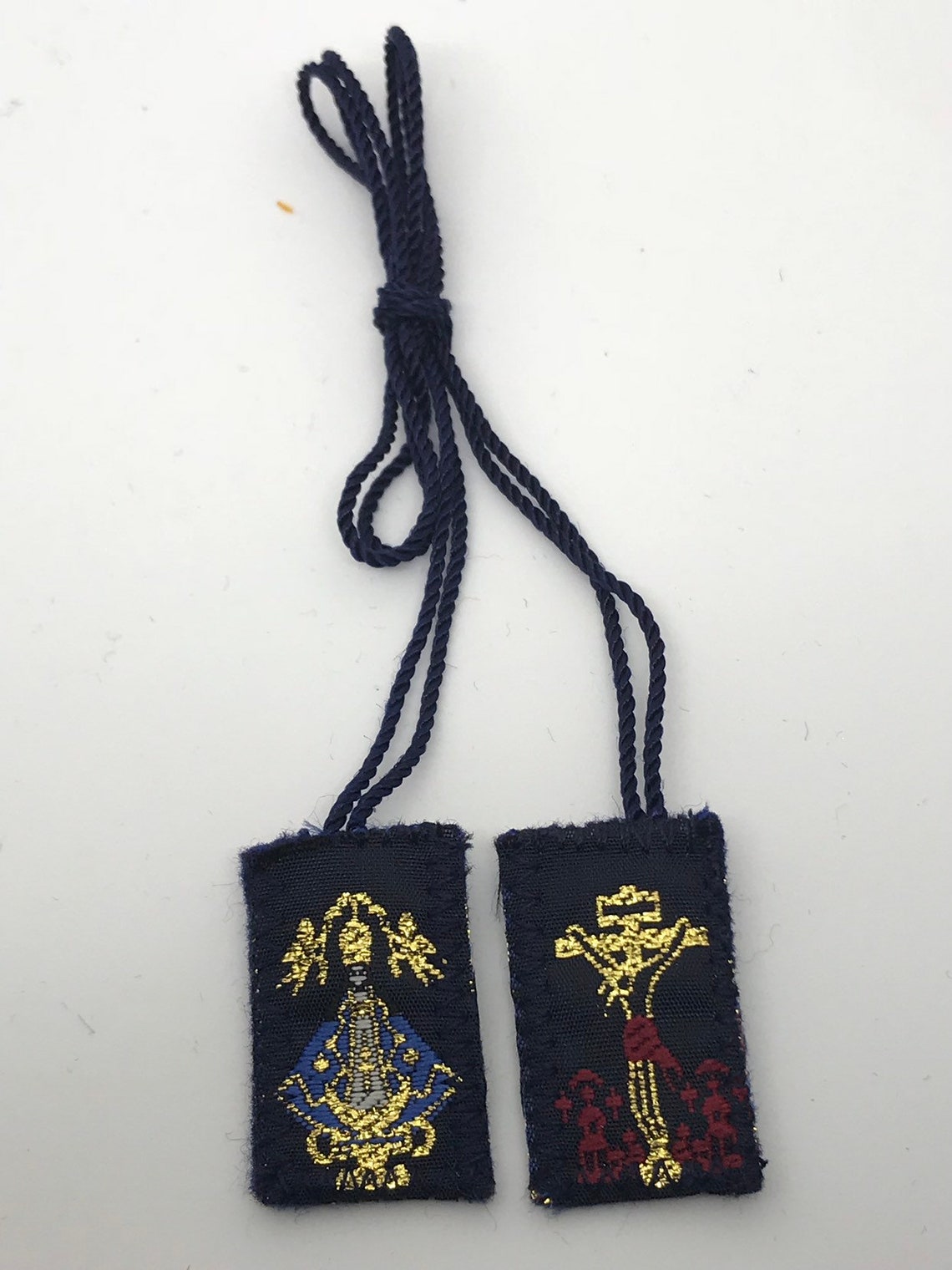 Dark Blue Virgin Mary and Jesus Scapular Escapulario Virgen | Etsy