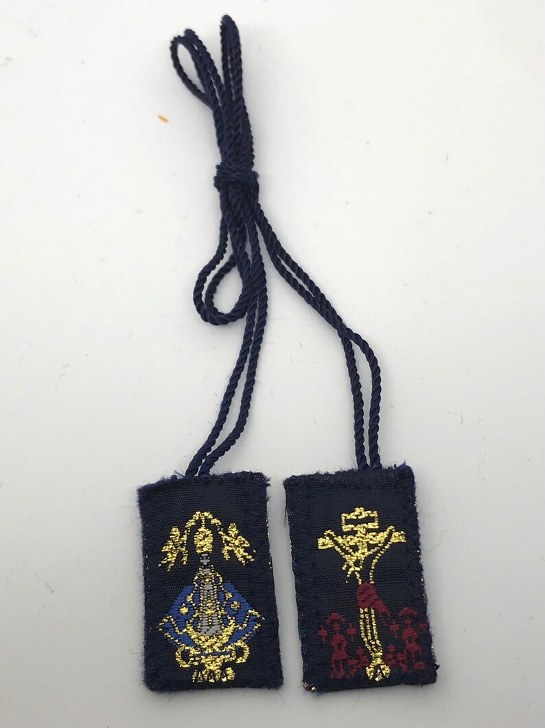 Dark Blue Virgin Mary and Jesus Scapular Escapulario Virgen - Etsy