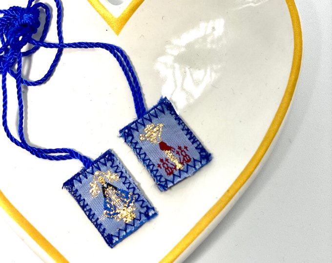 Light Blue Virgin Mary and Jesus Scapular Escapulario Virgen - Etsy
