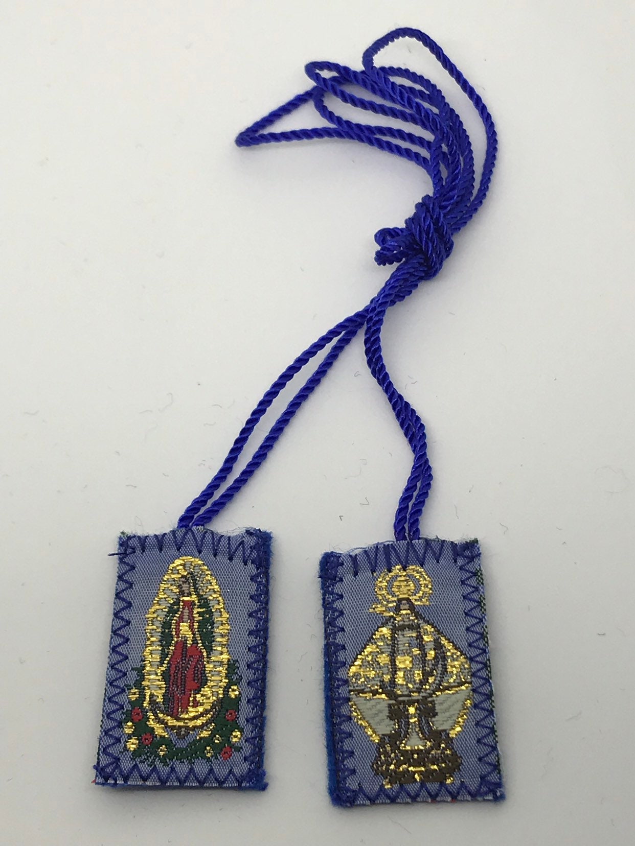 Blue Virgin Mary and Virgin of Guadalupe Scapular Escapulario Virgen ...