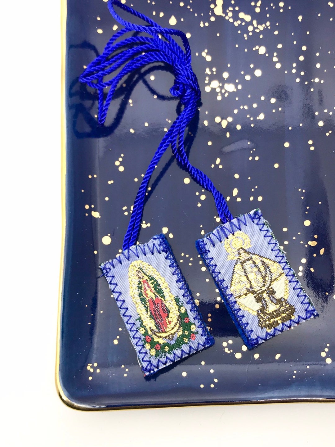 Blue Virgin Mary and Virgin of Guadalupe Scapular Escapulario Virgen ...