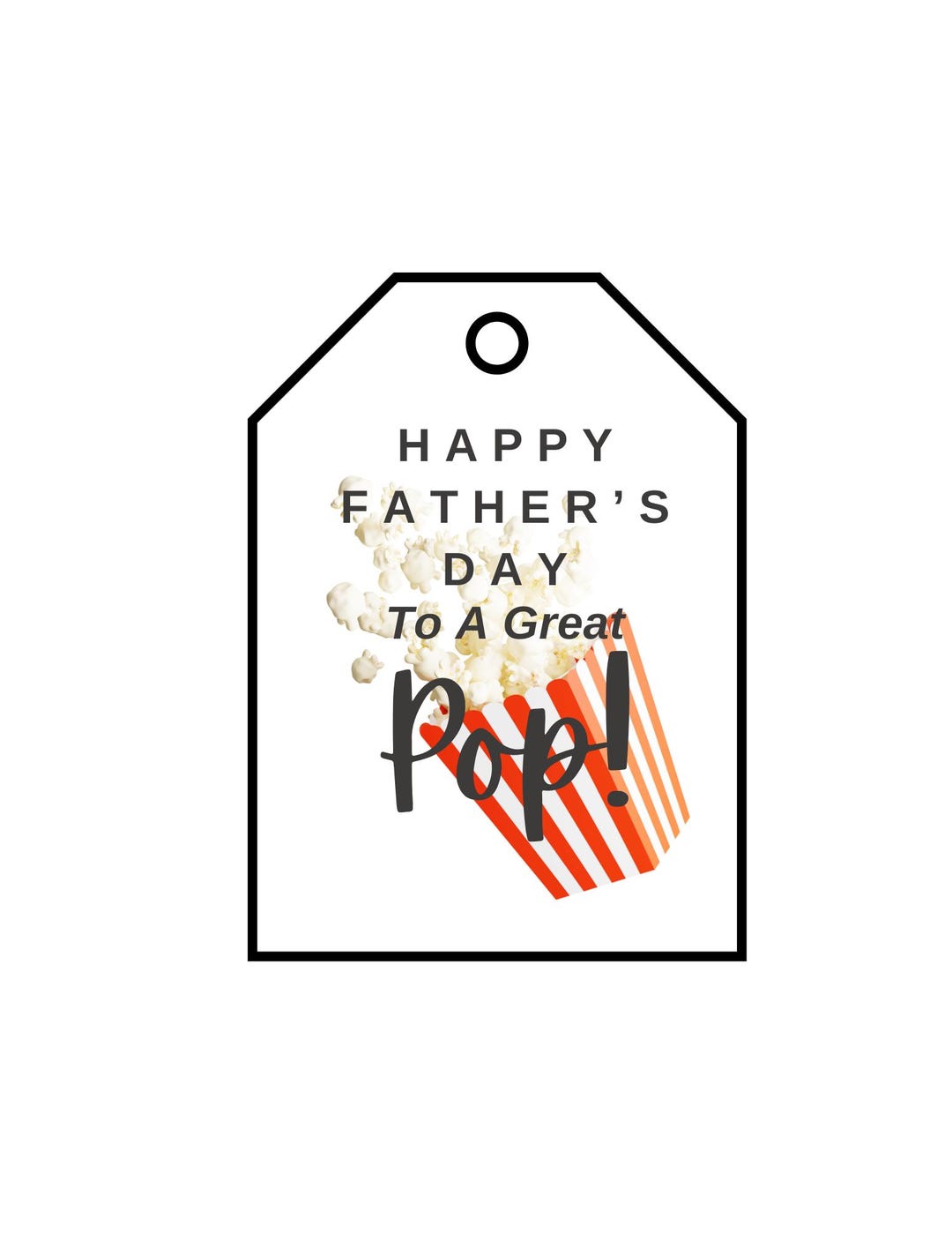 Father's Day Gift Tag Great Pop Popcorn Tags Popcorn Favors Dad Grandpa ...