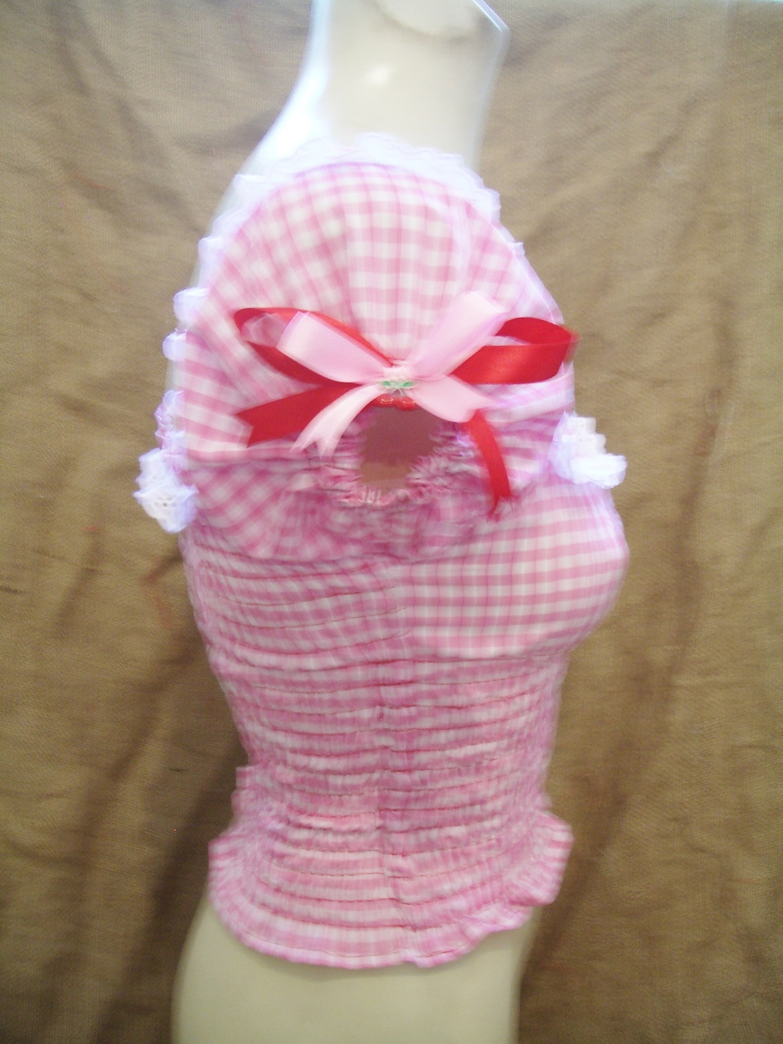 Cute Pink Gingham Check Gypsy Top With Red Bows Cherries - Etsy