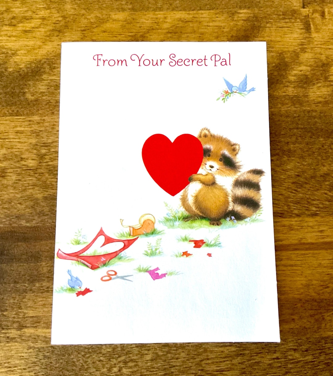 Vintage ( Unused ) Valentines Day Secret Pal Greeting Card, Raccoon ...