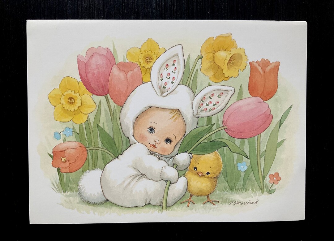 Vintage Ruth Morehead Easter Greeting Card, Lil Luv Bunting, Chick ...