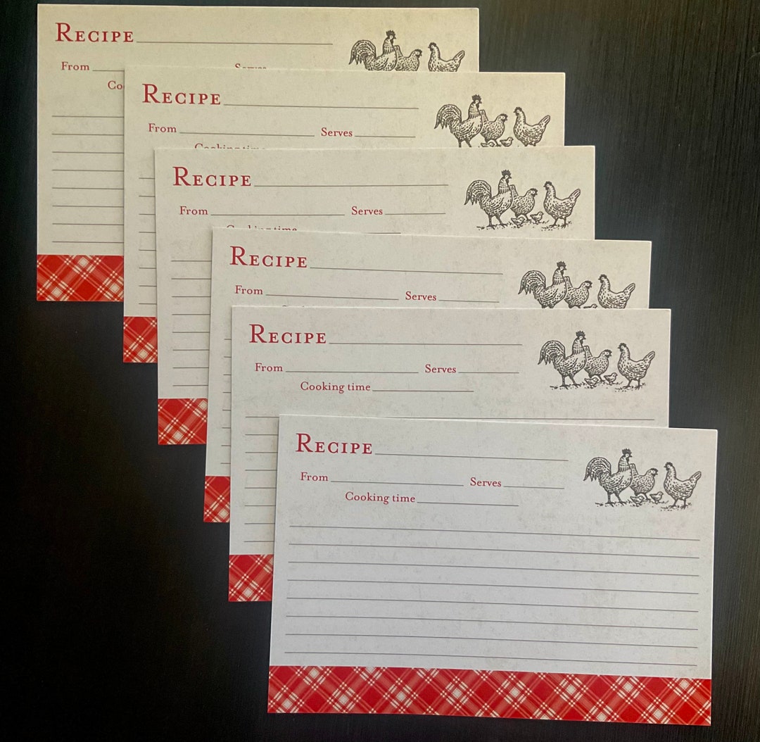 Vintage Recipe Cards, Rooster & Chickens, by Hallmark 6 Cards - Etsy