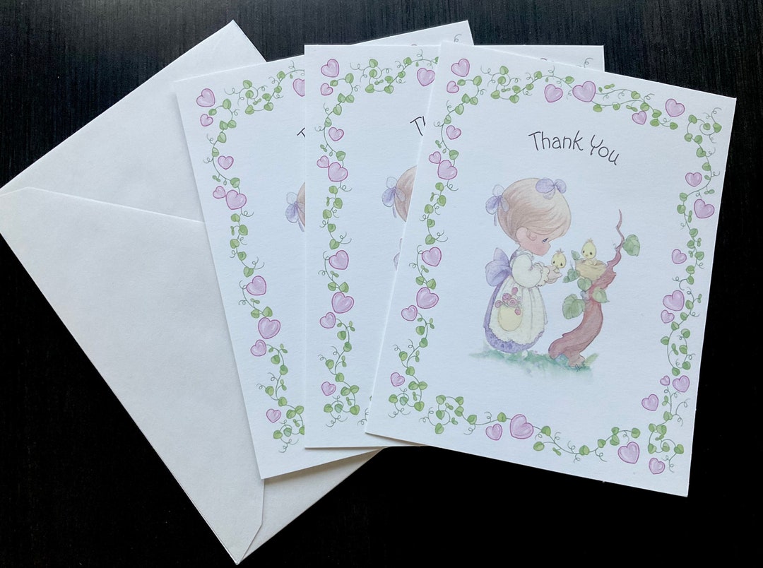 Vintage Precious Moments Thank You Cards, by Hallmark Heartline, Girl ...